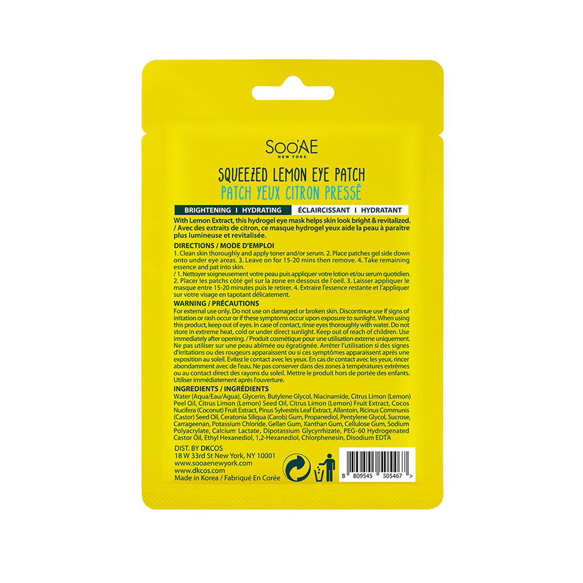 Soo'AE Squeezed Lemon Eye Patch | Seoulful Canada